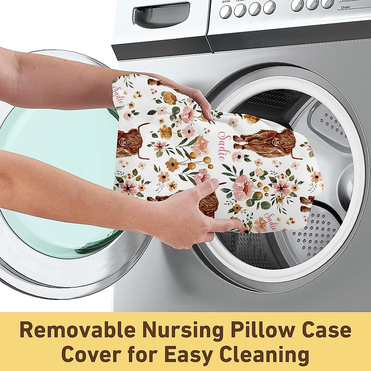 Dyoart Baby Nursing Pillow Cover,Personalized Name Soft Nursing Covers,Breastfeeding Pillow Slipcover for Bottle Feeding,Custom Gifts for Toddler Infannt(23"x19”x5.5")(one Size)