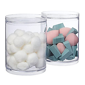 STORi Bella 2-piece Stackable Clear Tall Plastic Container Set | Round Vanity Storage Organizers with Lids for Hair Accessories & Beauty Supplies | Made in USA
