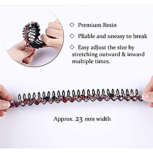 ZOCONE Wave Rhinestone Headbands, 5pcs Plastic Tooth Comb Headbands, Crystal Hair Loop Non-slip Wavy Hairbands for Women Girls
