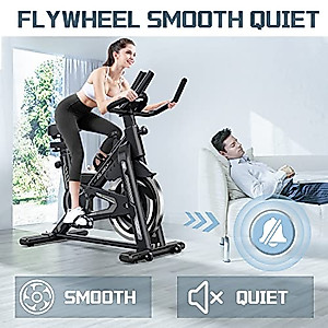 eulumap Exercise Bike - Stationary Indoor Cycling Bike for Home GYM with Tablet Holder and LCD Monitor,Silent Belt Drive,Comfortable seat and quiet flywheel(Grey)