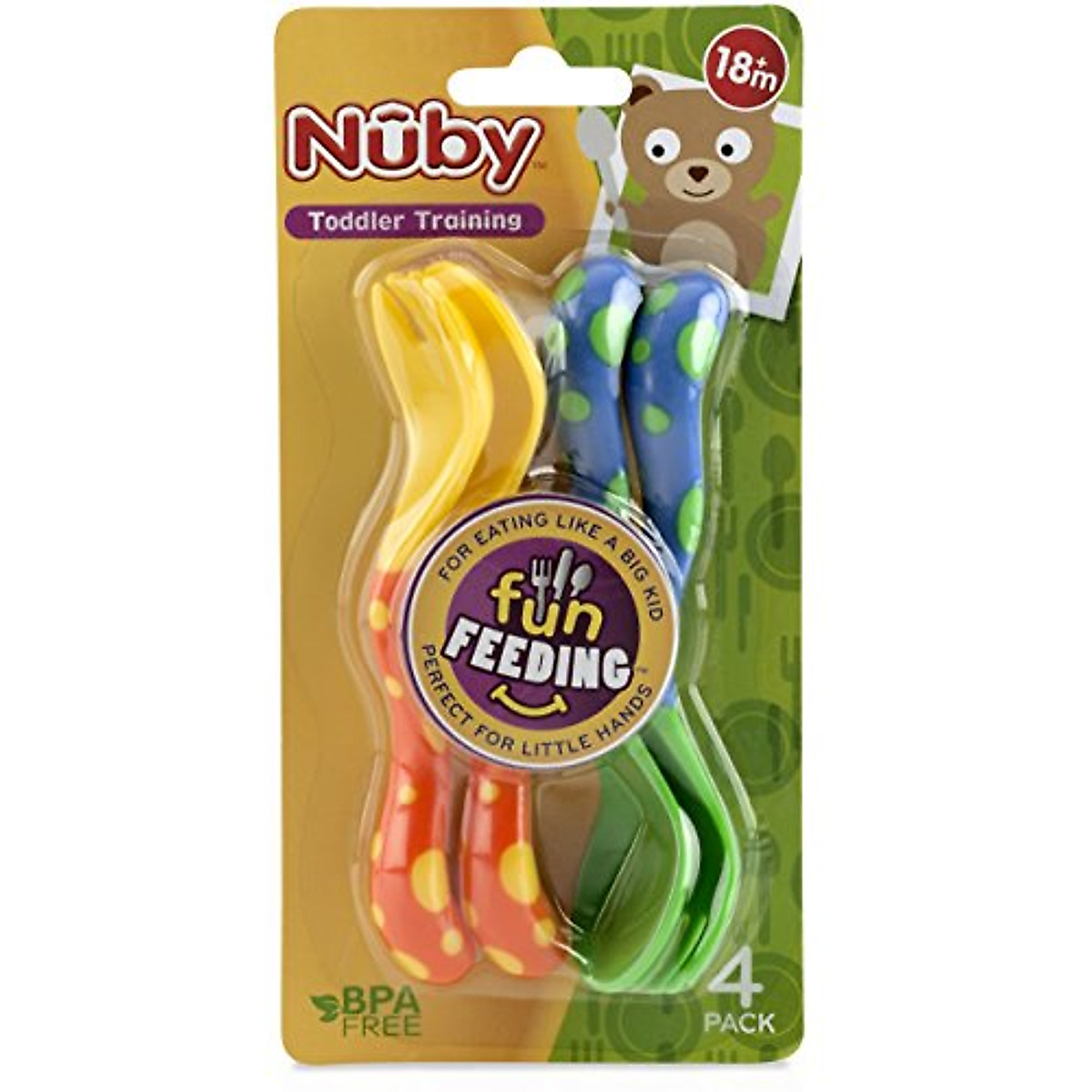 Nuby Spoons and Forks , Colors May Vary, 4 Count