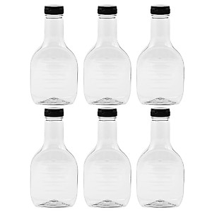 16 OZ BBQ/DRESSING CLEAR PLASTIC SAUCE BOTTLE WITH BLACK FLIP-TOP CAPS AND PRESSURE SENSITIVE LINER (Black caps, 6)