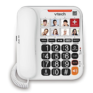 VTECH SN1127 Amplified Corded Answering System. 8 Photo Speed Dial, 90dB Ringer Volume, Big High-Contrast buttons, Audio Booster(+40db), Visual Ringer. Perfect for Seniors, Visually & Hearing Impaired