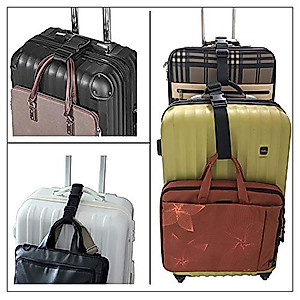 BlueCosto 4X Black Add-A-Bag Luggage Straps Jacket Holder Gripper Suitcase Belts