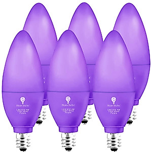 6 Pack BlueX LED Candle Purple Light Bulb - 4W (40Watt Equivalent) - E12 Base Purple LED Purple Bulb, Party Decoration, Porch, Home Lighting, Holiday Lighting, Chandelier Light Bulbs, Candelabra Bulbs