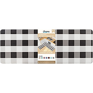 Carvapet Buffalo Plaid Kitchen Mat Waterproof Non-Slip Rugs Cushioned Anti-Fatigue Kitchen Rug Heavy Duty PVC Ergonomic Comfort Standing Foam Mats for Office Laundry, Black&White, 17.3''x47.2''