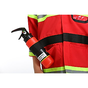 yolsun Fireman Costume for Kids, Boys' and Girls' Firefighter Dress up, Fire Fighter with Toy Accessories Set Halloween Role Play(Red,4-5 Years)