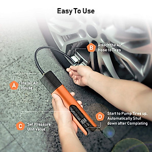 AirXwills Electric Bike Pump - 150 Psi Tire Inflator Portable Air Compressor Inflater, Air Pump with Digital Pressure Gauge 2000mAh Battery LED Light, for Car Bicycle Tires.