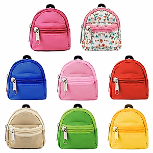 Aniwon 8PCS Doll Backpack for Doll Bags, Cute Zipper Backpack Mini Doll Bag Doll Accessories for Doll Backpack Doll Accessories