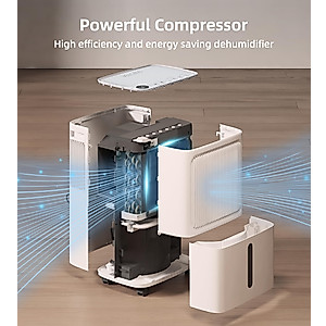 VEAGASO 2500 Sq. Ft Dehumidifier for Basement, 34 Pint Dehumidifiers For Home, Large Room, Auto Drain or Manual Drainage, Digital Control Panel, Auto Defrost, 24H Timer, Child Lock