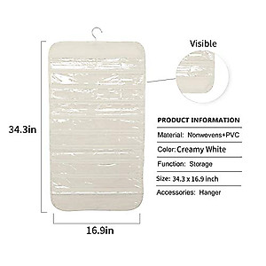 SZFY Hanging Jewelry Organizer, Wardrobe Necklaces Bracelets Earrings Accessories Organizer, 80 Pocket Organizer for Holding Jewelries - Beige