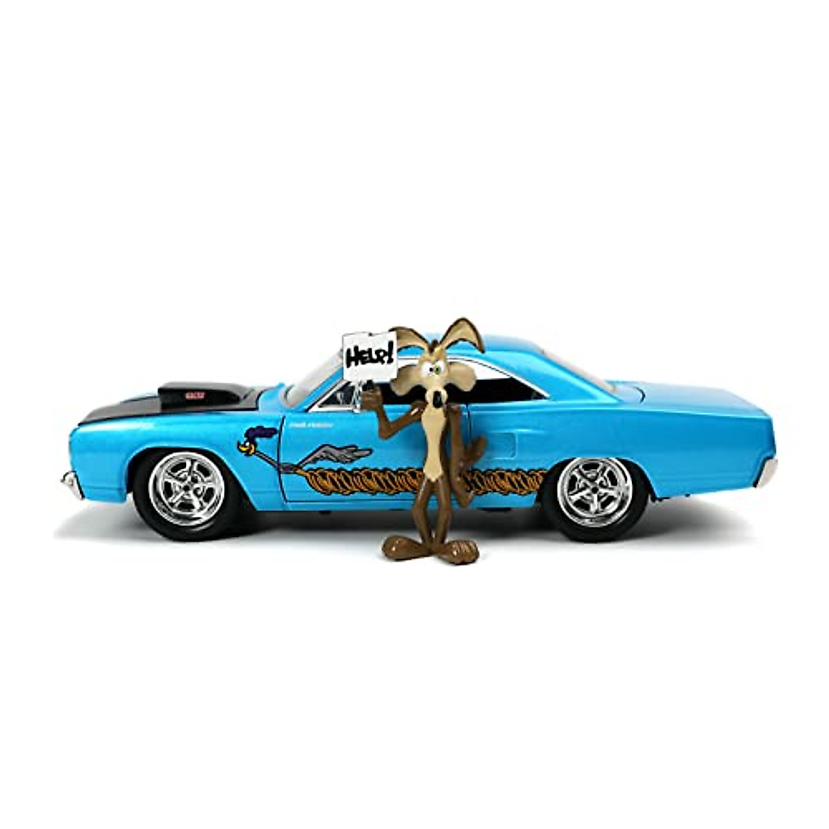 Jada 1:24 Diecast 1970 Plymouth Roadrunner with Wile E Coyote Figure