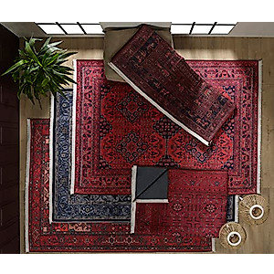 Kilimiz Rugs Washable Rug Premium, Area, Vintage - Traditional, No Feathers, Carpet for Entrance Living, Living Room, Bedroom, Dining, Office, Kitchen - RED-RED 7'10"x11'1"
