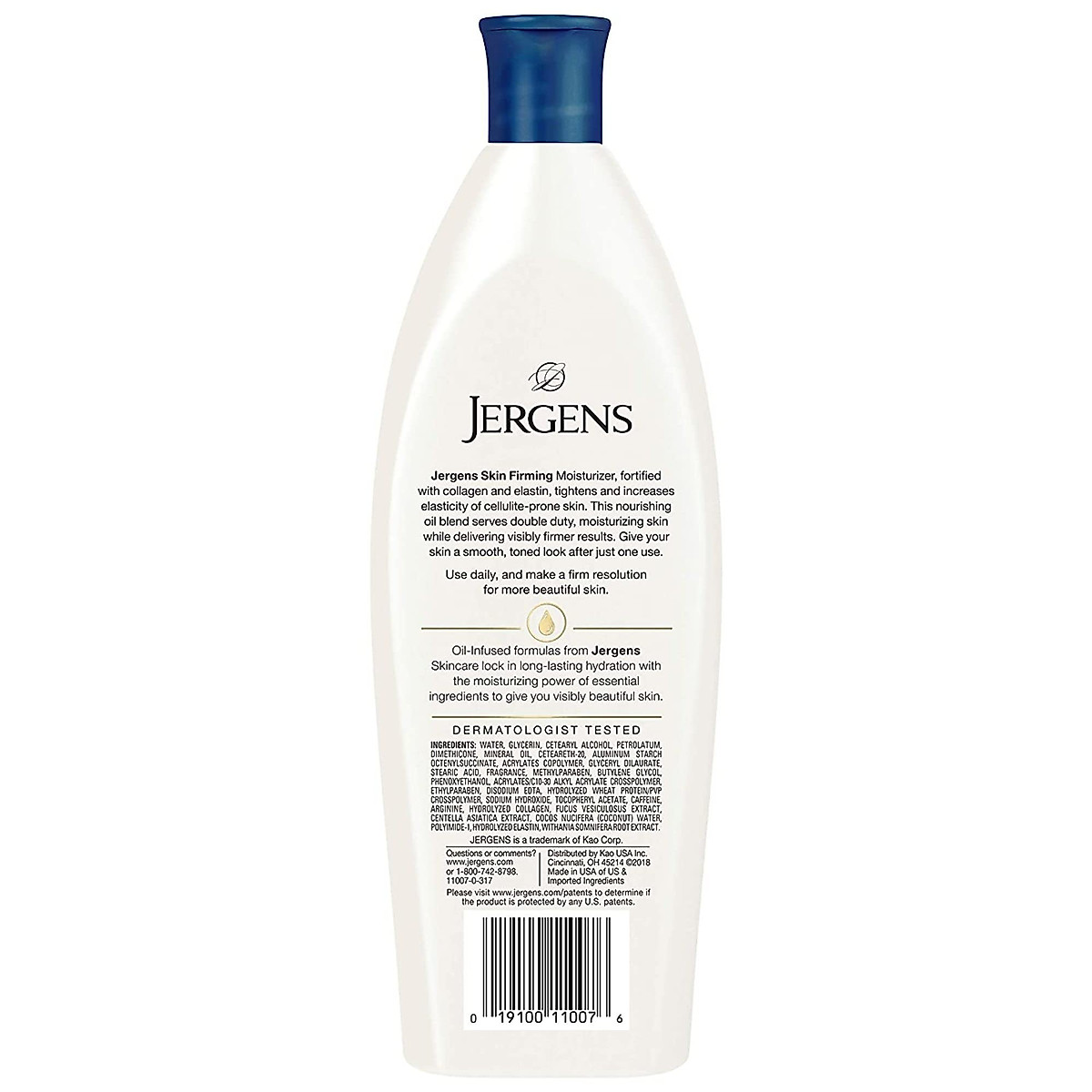 Jergens Skin Firming Body Lotion for Dry to Extra Dry Skin, Skin Tightening Cream with Collagen and Elastin, Dermatologist Tested, Hydralucence Blend Formula, 8 Oz, Pack of 2