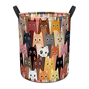 mchuang Cartoon Funny Cat Laundry Hamper,kids laundry Basket,Waterproof Storage Bin for Bedroom,Clothes Organizer Basket,Toys Box,Room Decor