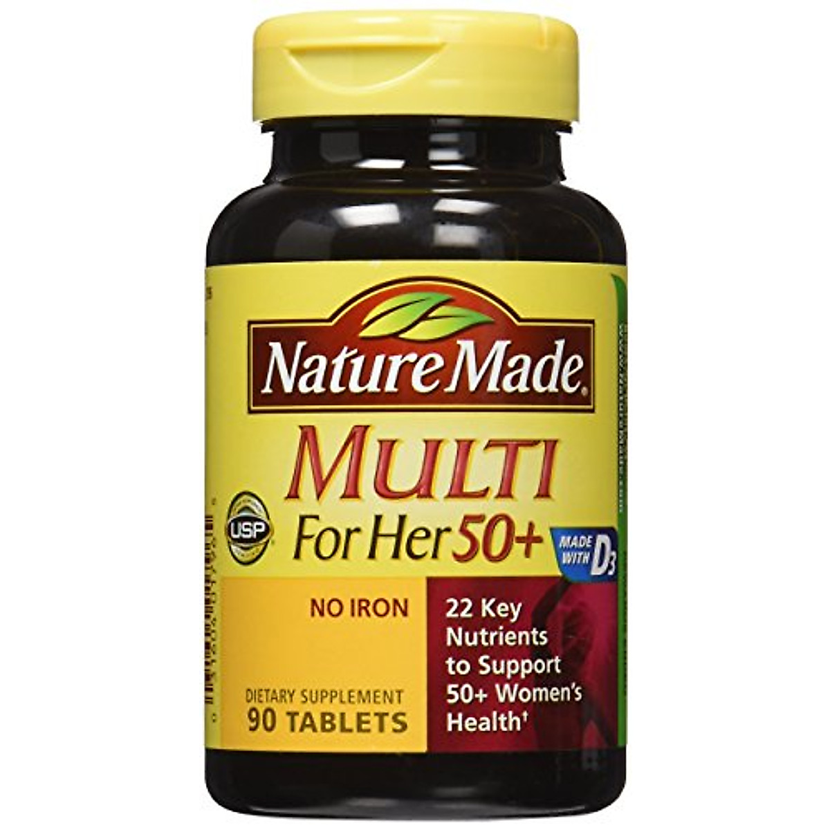 Nature Made Multi For Her 50+ Vitamin & Mineral Tabs, 90 ct (Pack of 2) (Packaging May Vary)
