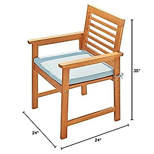 VIFAH V1952 Waimea Honey Slatted Patio Eucalyptus Wood Dining Armchair with Cushion