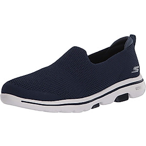 Skechers Women's GO Walk 5-124147 Sneaker, Navy/White, 13 Medium US
