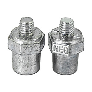 Schumacher Electric Zinc-Coated Side Terminal Charging Posts, BAF-1, for Automotive, Marine, and Power Sports Batteries, With One-Year Limited Warranty, Silver, 2 Units