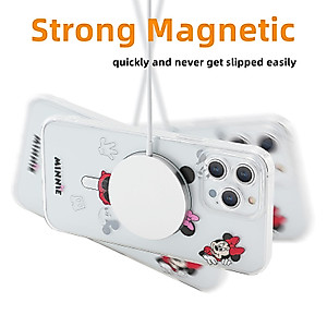 FILOYA Magnetic for iPhone 13 Pro Max Case, Cute Minnie Phone Case Compatible with Magsafe, Slim Thin Shockproof Case for Women-Clear