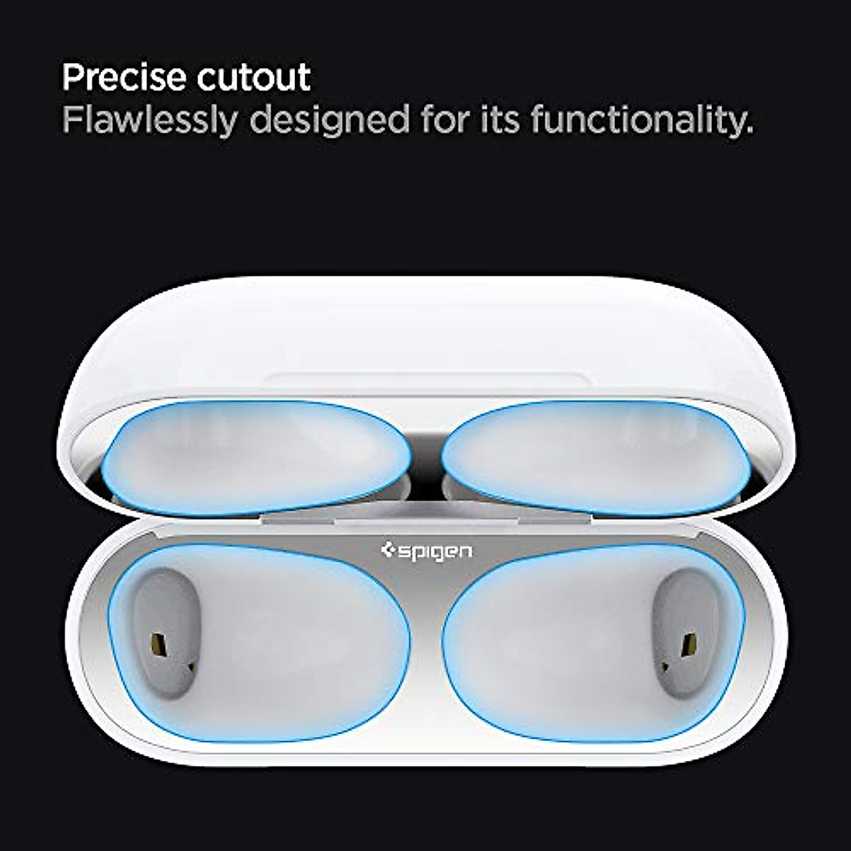 Spigen Shine Shield Designed for Airpods Pro 2nd Generation (2022) and Airpods Pro (2019) Anti Dust Sticker [2 Sets] - Metallic Silver