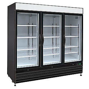 Kratos Commercial Diplay Refrigerator - Swing Glass 3-Door Merchandiser, 81" W, 72 Cu Ft, Black (69K-811)