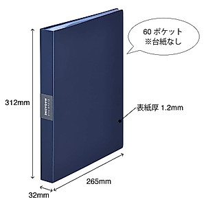 King Jim 196RYW Nei Clear File Magazine, 60 Pockets, Navy