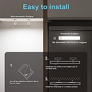 MOAMI Closet Lights Motion Sensored, 33-Led Dimmable USB Rechargeable Motion Sensor Magnetic Under Cabinet Lights 1100mAh Battery Operated White Strip Lighting, 20cm/7.8inch, Pack of 2