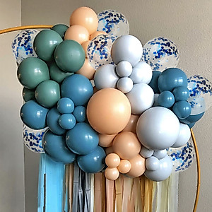 Blue Confetti Latex Balloons, 50pcs 10 Inch Latex Party Balloons with Blue Confetti for Party Decorations, Wedding & Bridal,Baby Shower (Confetti blue)