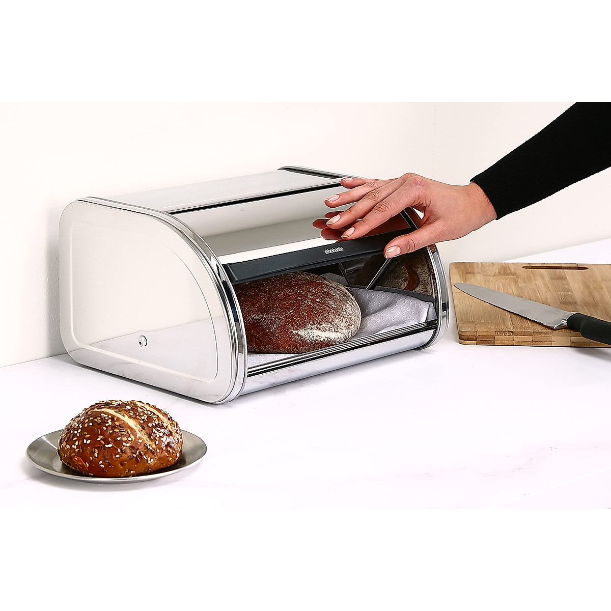 Brabantia 339585 Roll-Top Stainless-Steel Bread Box