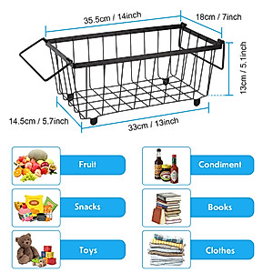 Kadrama Freezer Organizer Bins, 4 Pack Stackable Chest Freezer Organizer for 5 and 7 Cu.FT Deep Freezer Metal Wire Storage Basket with Side Handles Pantry Organization Bins, Get Food Easily