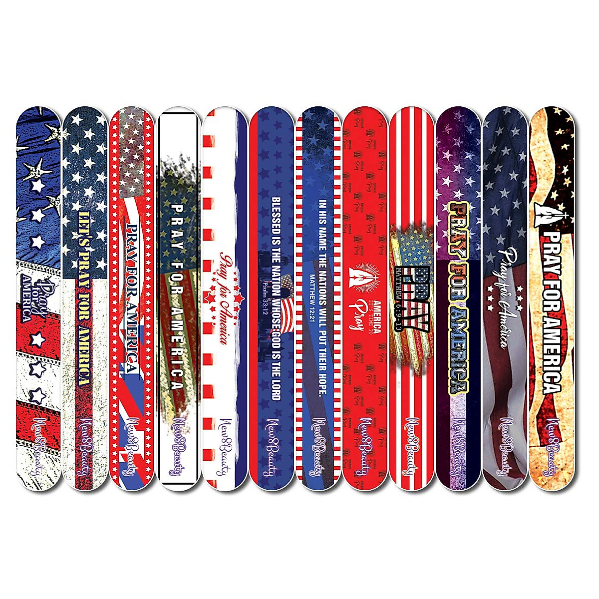 New8Beauty Emery Boards for Nails - Pray for America (36-Pack) - Premium Quality Gift Ideas for Women and Men Stocking Stuffers