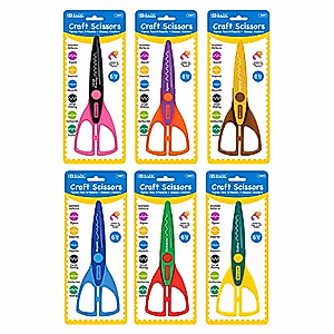 BAZIC 6.5" Decorative Paper Edge Scissor Set, Assorted Color Craft Scissors for Scrapbooking DIY Crafts Photo, Gift for Teacher Kids, 6-Pack
