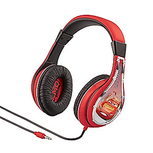 eKids Cars Kids Headphones, Adjustable Headband, Stereo Sound, 3.5Mm Jack, Wired Headphones for Kids, Tangle-Free, Volume Control, Childrens Headphones Over Ear for School Home, Travel