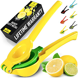Zulay Metal 2-In-1 Lemon Lime Squeezer - Hand Juicer Lemon Squeezer - Max Extraction Manual Citrus Juicer