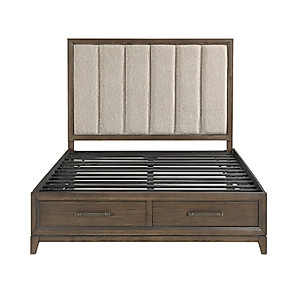 Lexicon Strader Platform Bed with Footboard Storage, Cal King, Dark Walnut