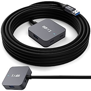 Upgrade USB A Hub, Expander Multi USB Ports Cable 15FT, Long USB 3.0 Extension Cable with 4-Port (2 USB-A Ports+2 USB-C Ports), USB Y Splitter Hub, Type-A Male to A-Female and C-Female Extender Cord