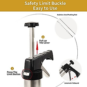 JAZORR Cookie Press,Stainless Steel Cookie Press Gun Kit with 13 Cookie Mold Discs 8 Piping Nozzles for DIY Biscuit Maker and Cake Decorating Tool (Black,with Cleaning Brush)