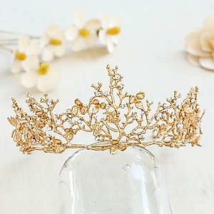 Yean Adult Tiaras and Crowns Gold Wedding Princess Queen Crown Baroque Vintage Rhinestone Tiara Hair Accessories for Women and Men (Gold)