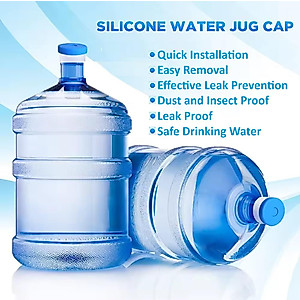 Unique Lot 4pcs 3 & 5 Gallon Water Jug Cap, Reusable 5 Gallon Water Jug Cover for Standard/Screw Tops, Silicone Leak Proof Lids for 55mm Bottles, Water Jug Lid {Blue}