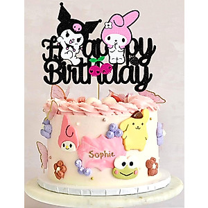 Cake Topper Glitter Kawaii Animals Birthday Cake Decorations for Girls Boys Kawaii Party Decorations Baby Shower Party Supplies