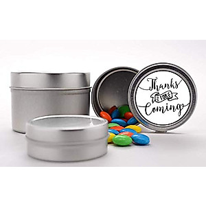 Candles and Favors Thank You Stickers, 48 Round White Labels, Perfect for Baby Shower or Wedding Favors