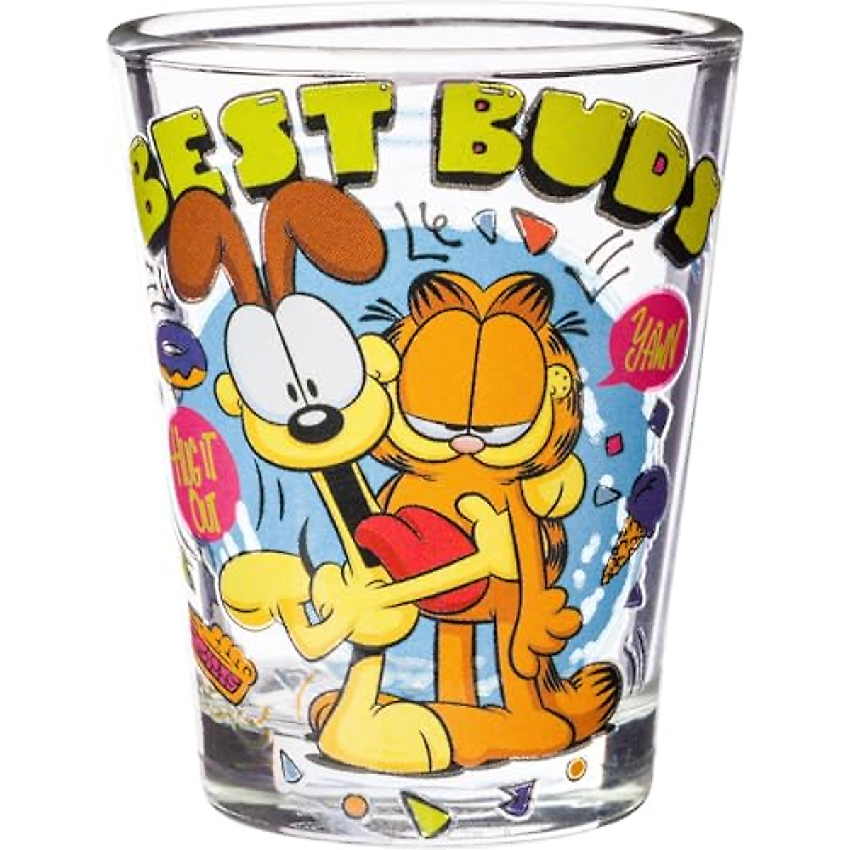 Silver Buffalo Garfield Poses 4 Pack Mini Glass Set Featuring Garfield and Odie, 1.5 Ounces