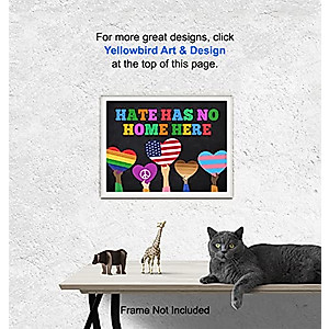 Hate Has No Home Here Flag Sign - Black Lives Matter, LGBTQ, African American, Civil Rights Wall Art Poster, Home Decor, Room Decoration - Gift for Queer, Gay, Bi, Lesbian, Latino, Liberal Democrats