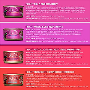 Tiki Cat Grill, Tuna & Crab Surimi, High-Protein and 100% Non-GMO Ingredients, Wet Whole Foods Cat Food for All Life Stages, 2.8 oz. Cans (Case of 12)