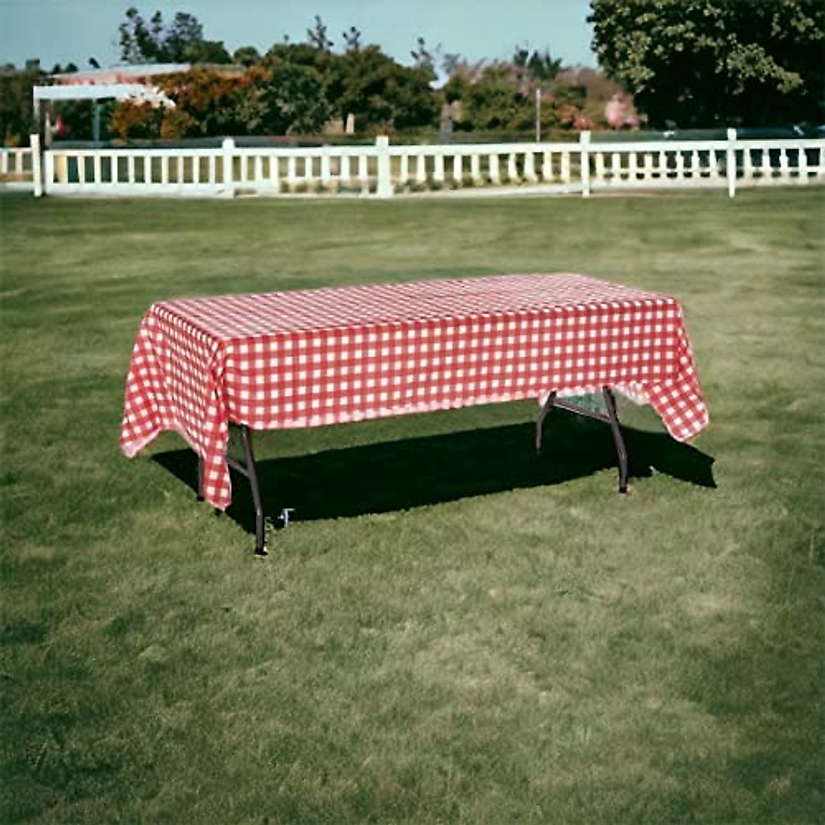Oojami Pack of 6 Plastic Red and White Checkered Tablecloths - 6 Pack - Picnic Table Covers