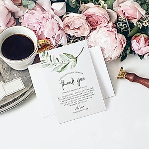 URROMA 4"x6" Rustic Greenery Thank You Cards, 50 Pcs Table Place Cards for Weddings, Receptions Dinner Parties Events and Celebrations