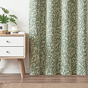 COLLACT Moderate Blackout Curtains for Bedroom 84 Inch Long Floral Curtains Grommet Top Sage Thermal Insulated Curtains for Living Room Farmhouse Room Darkening Drapes Window Curtain Set 2 Panels