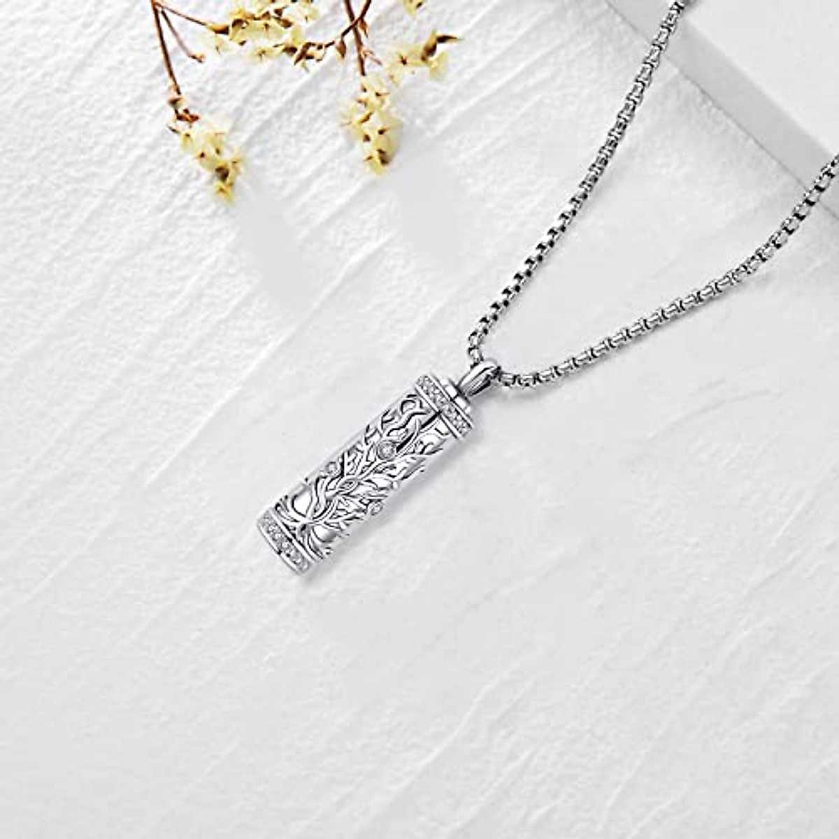 LOOVE Tree of Life Urn Necklace for Ashes Sterling Silver Tree of Life Cremation Jewelry for Ashes for Women
