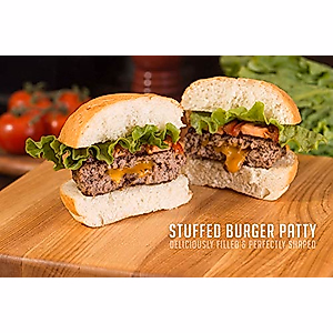 Non Stick Burger Press Patty Maker + 40 Wax Paper Discs, Easy to Use, Dishwasher Safe, Works Best for Stuffed Burgers, Sliders, Regular Beef Burger, Essential Kitchen & Grilling Accessories